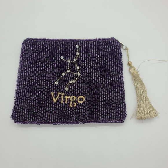 Bags | Beaded Coin Purse Virgo Astrological Sign Purple Gold And ...